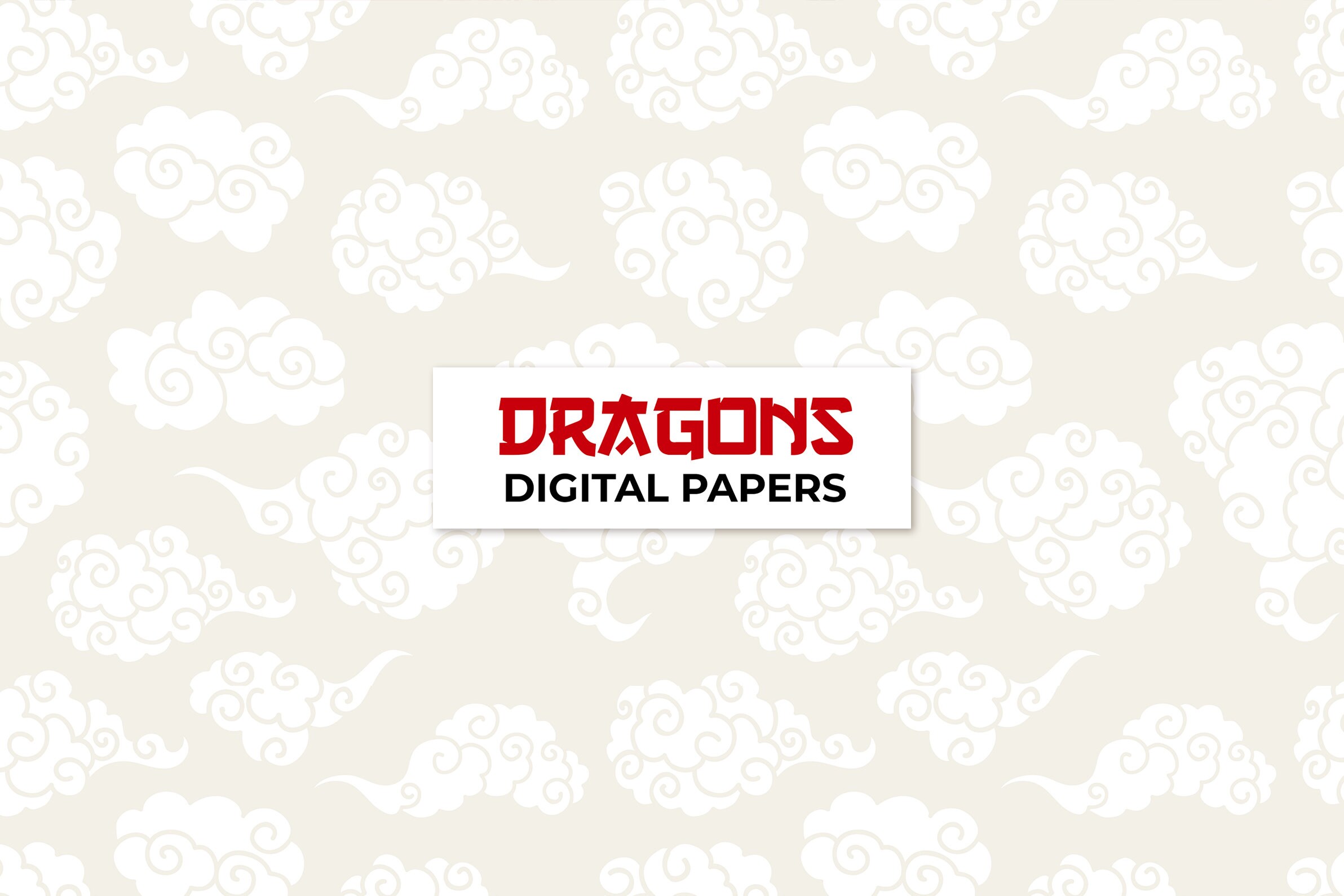 Chinese Dragon Digital Papers. Red and Beige Asian Traditional | Etsy