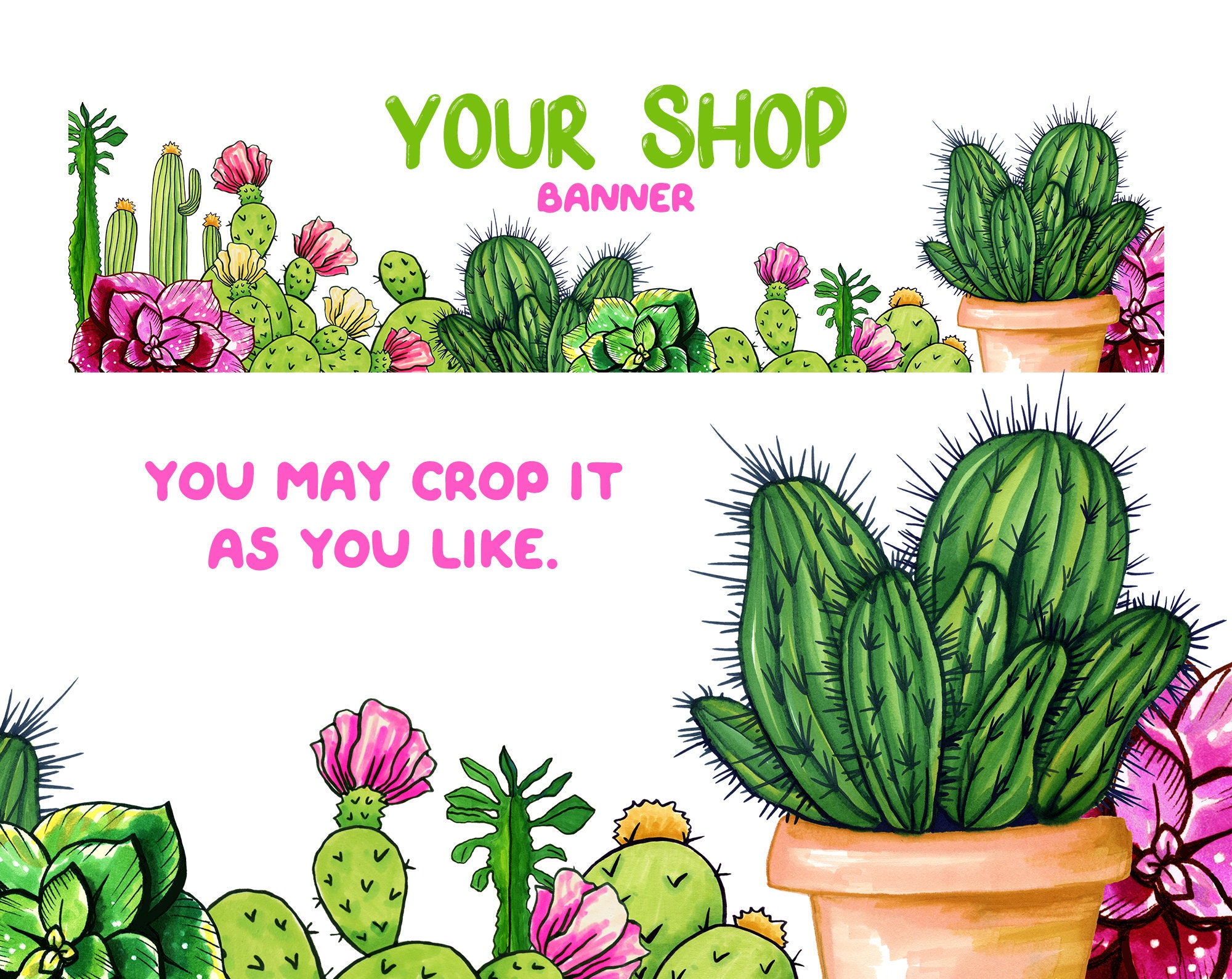 Cactus Shop Banner Cactus Clipart Succulent Shop Banner Extra Large ...