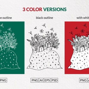 Black and White Christmas Graphics. Cute Christmas Clipart PNG | Etsy