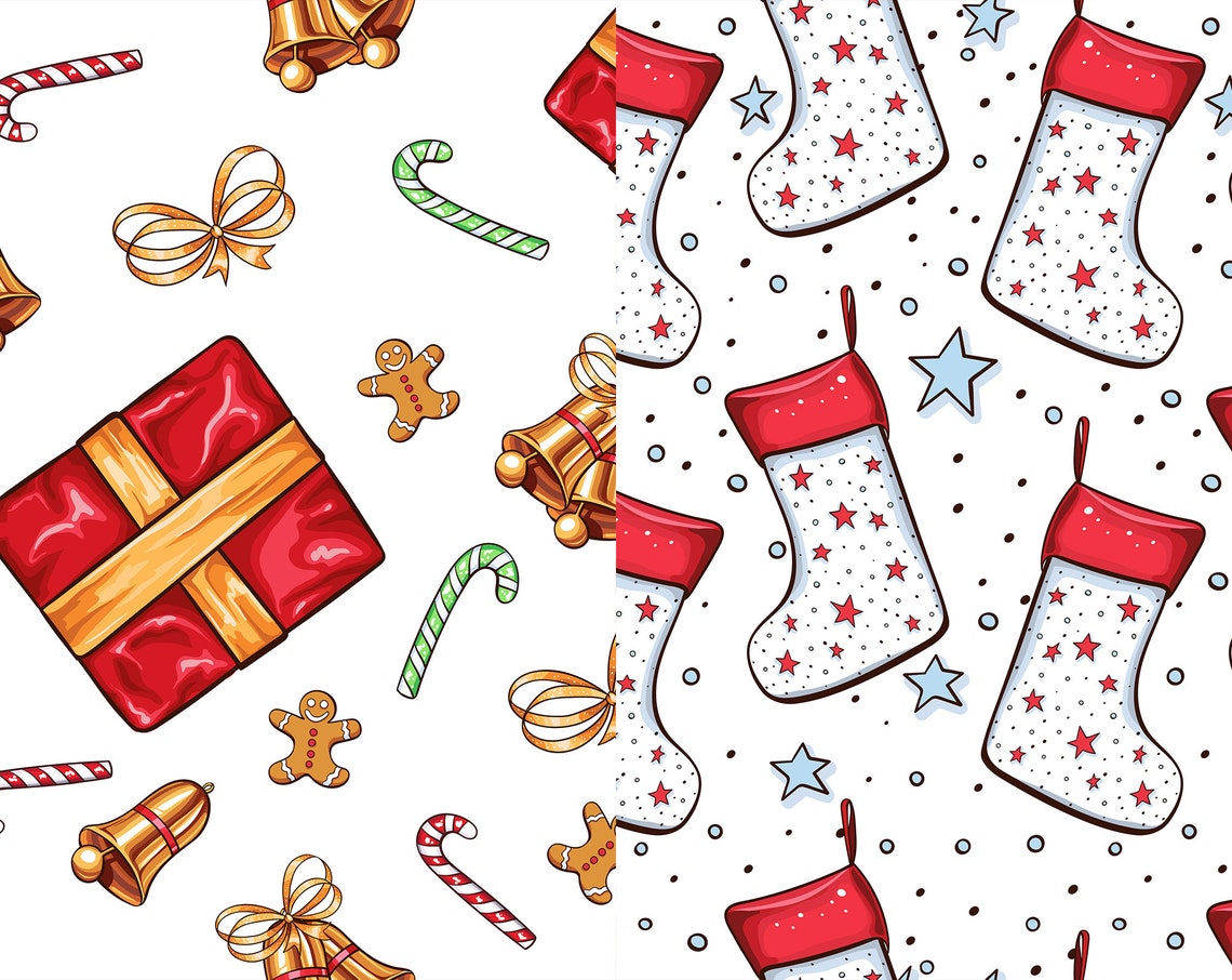 Cute Christmas Seamless Patterns Collection. Winter Digital - Etsy