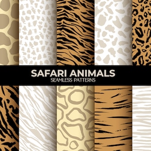 Safari Animal Print Digital Papers: Seamless Patterns Vector Bundle ...