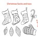 Christmas Clipart Digital Stamps, Black and White Coloring Page Socks ...