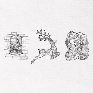 Black and White Christmas Graphics. Cute Christmas Clipart PNG | Etsy