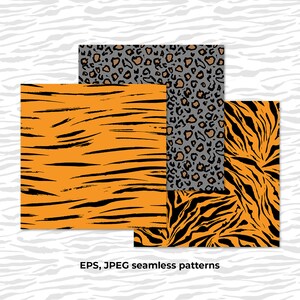 Safari Animal Prints Digital Papers Seamless Patterns Vector Bundle ...