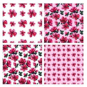 Watercolor Digital Paper Magnolia Flowers Floral Seamless Pattern JPEG ...