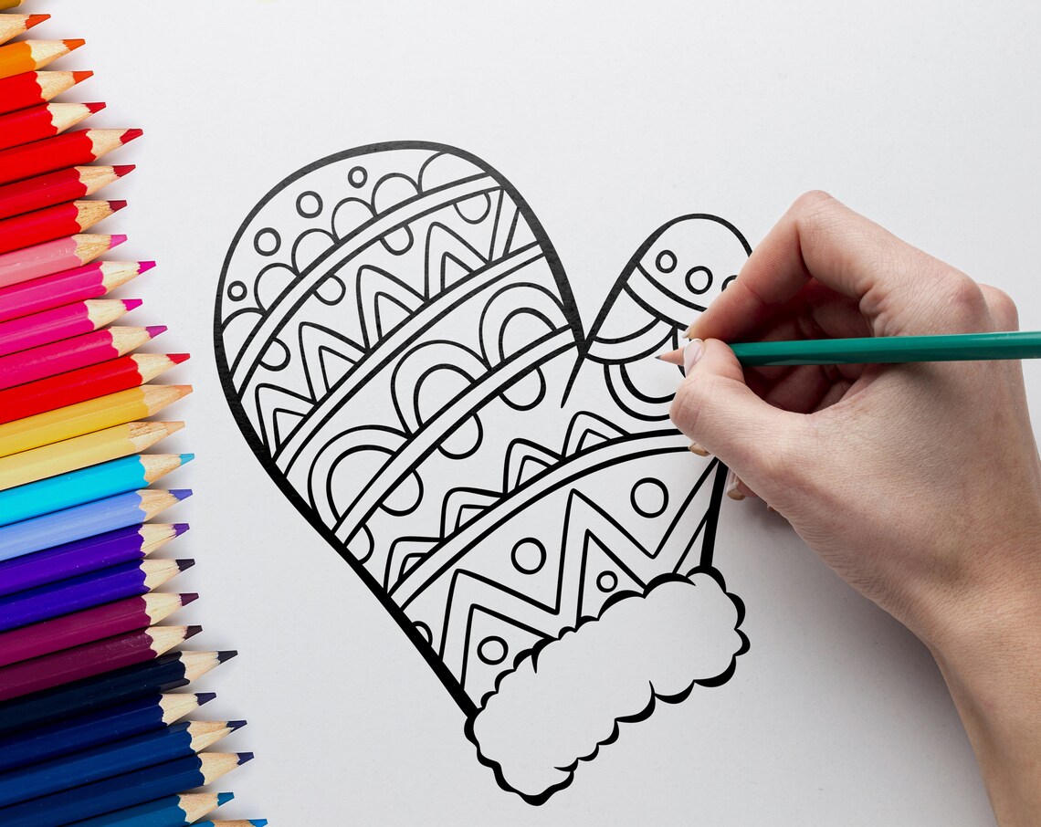 Christmas Clipart Digital Stamps, Black and White Coloring Page Socks ...