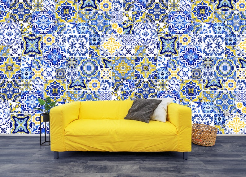 Azulejos Tiles Digital Wallpaper: Portuguese Extra Large Art Print ...