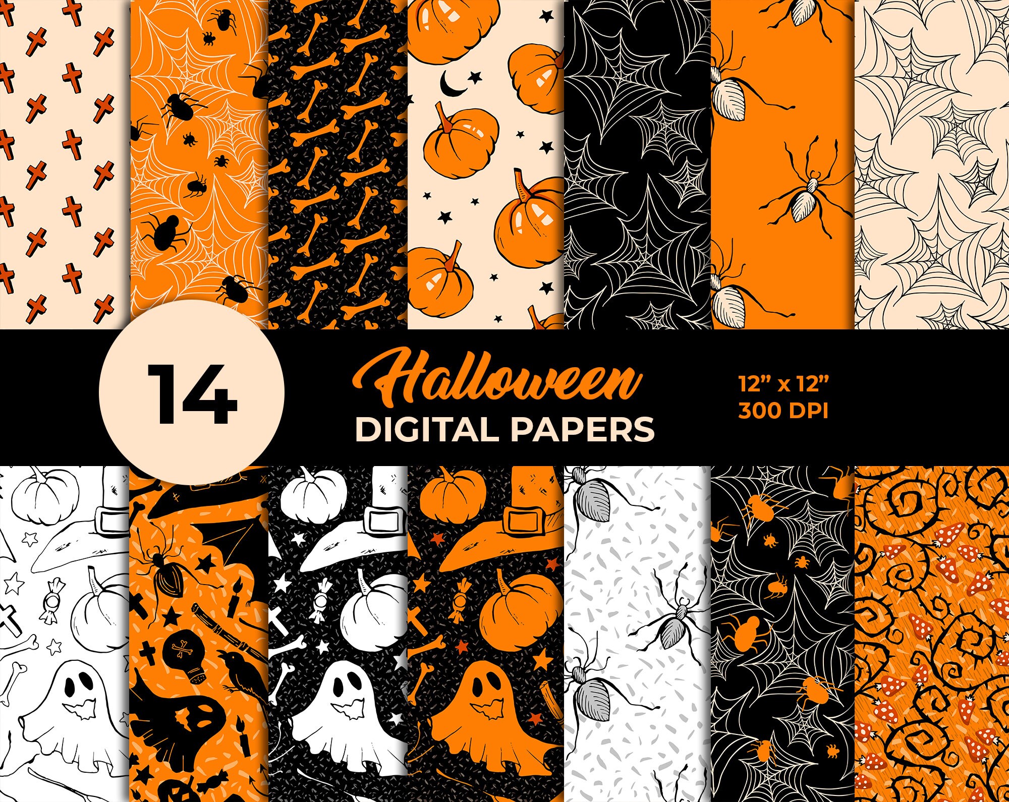 Halloween Digital Paper Fall Digital Paper JPEG Skull - Etsy