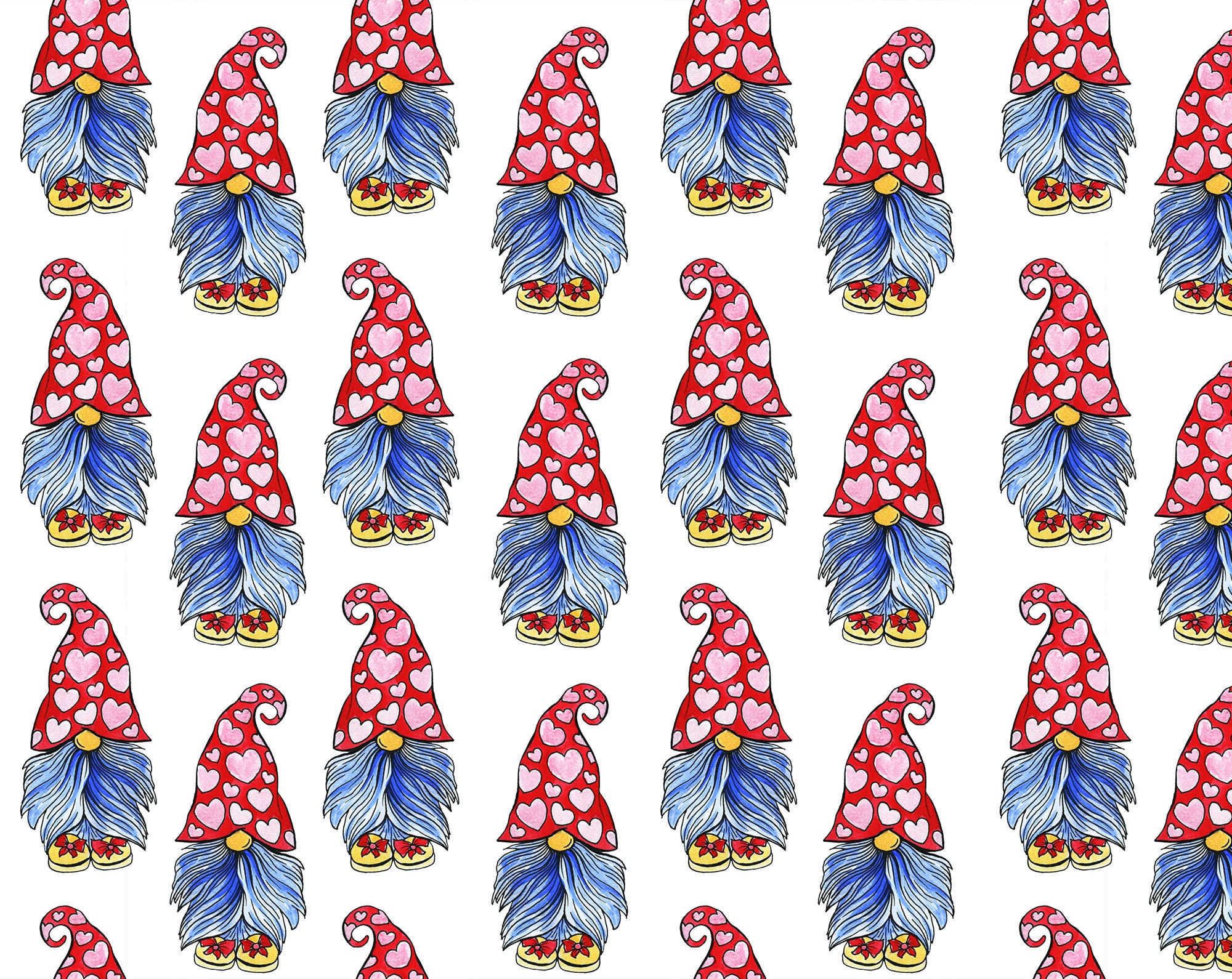 Valentine Gnome Digital Paper Seamless Pattern. Love Hearts | Etsy