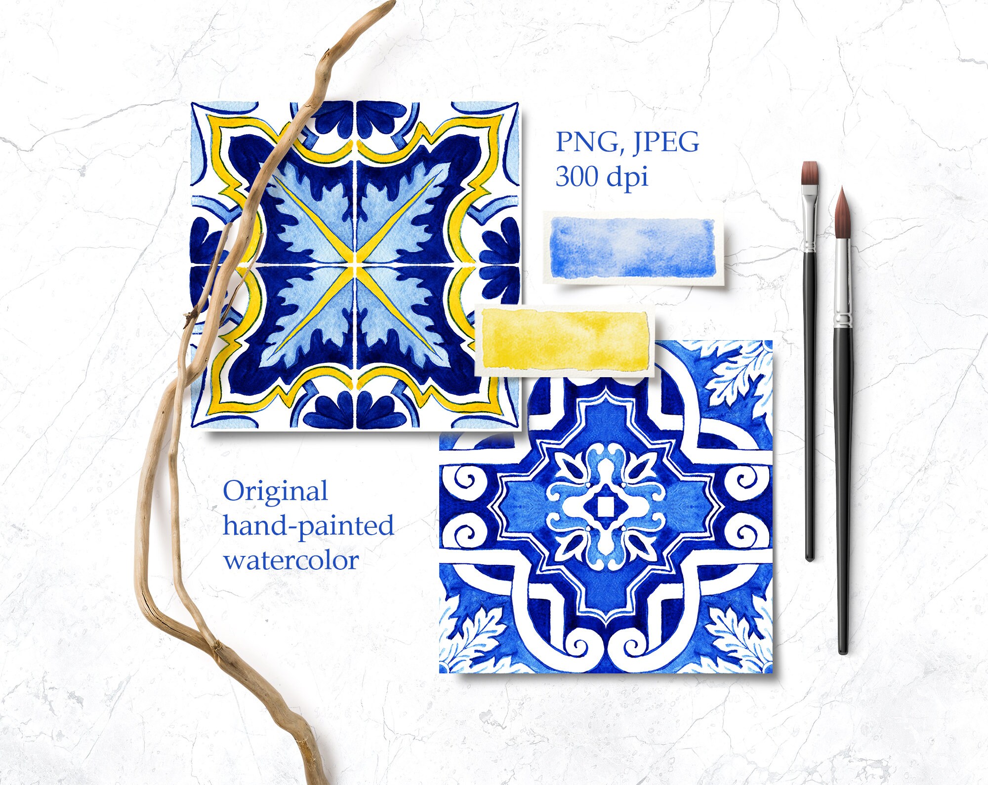 Spanish Tiles Digital Print SET4. Tile Stencil Stickers INSTANT ...