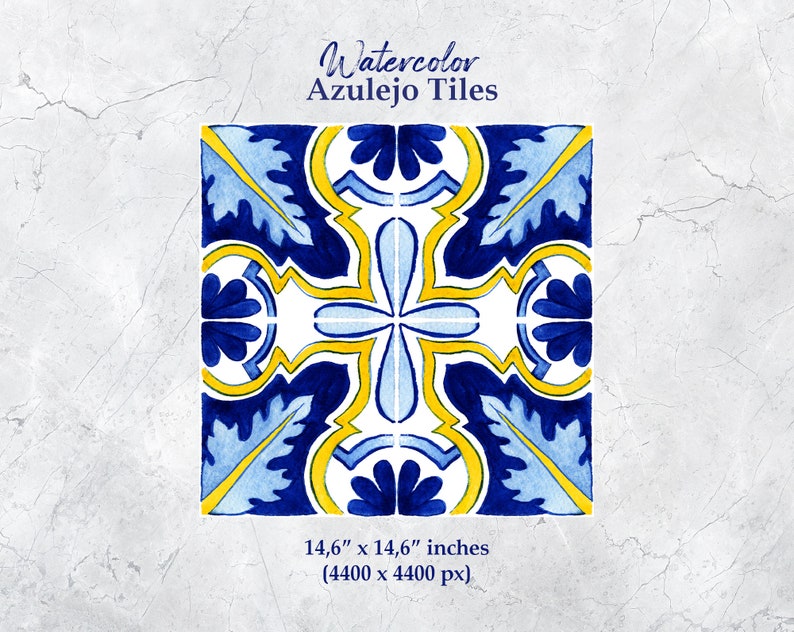 Portuguese Tiles Watercolor Clipart SET3. Talavera Mosaic - Etsy
