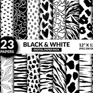 Black and White Digital Paper, Seamless Pattern. Modern Doodle ...