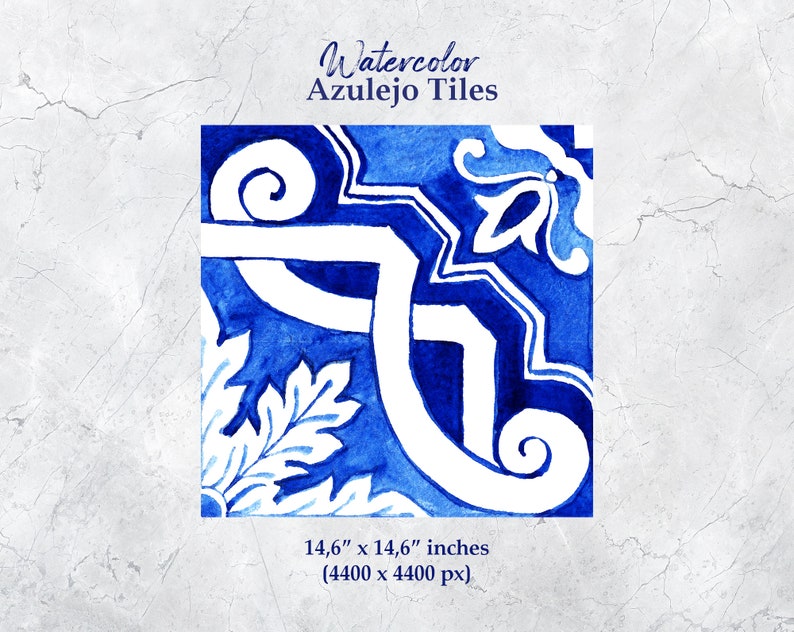 Portuguese Tiles. Mosaic Talavera Stencil Watercolor Clipart. | Etsy