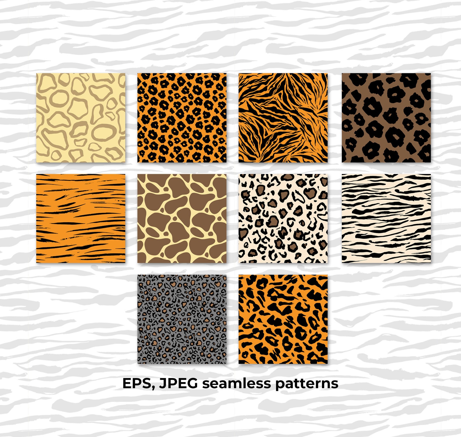 Safari Animal Prints Digital Papers Seamless Patterns Vector - Etsy