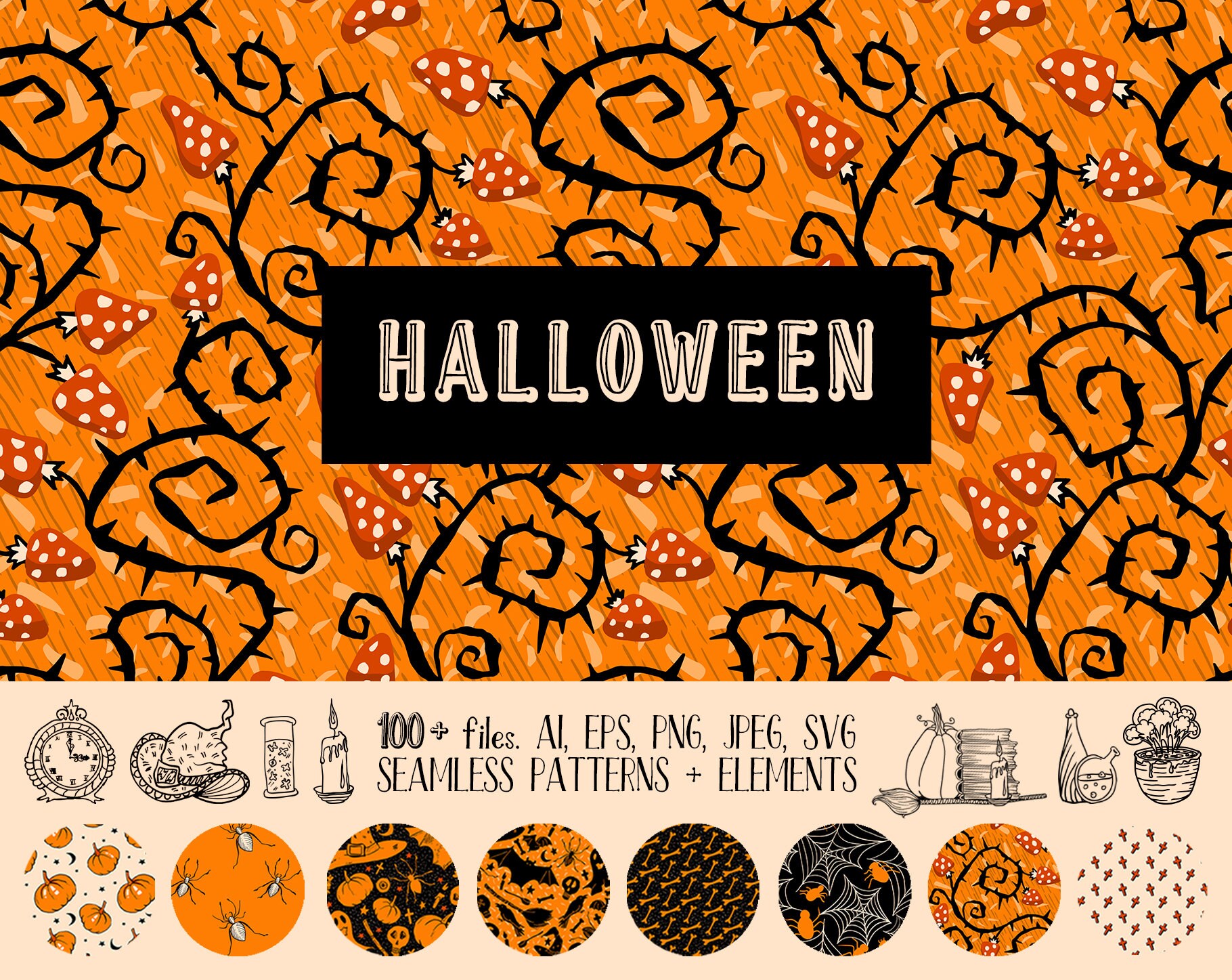 Halloween Clipart Halloween Digital Paper. Digital Download - Etsy
