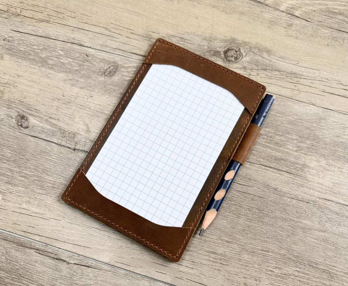 Personalized 3''x5'' Card Holder,leather Notepad,leather Jotter Holder ...