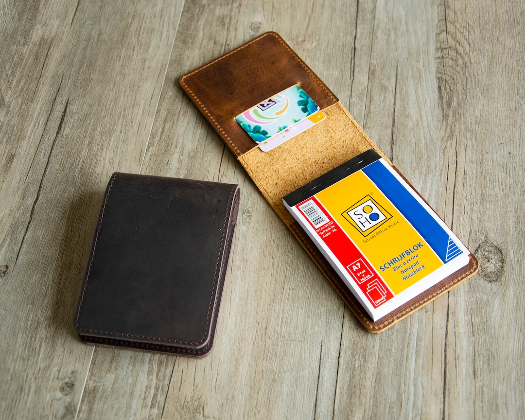 A7 Leather Notepad Cover,3" X 5" Notizblock Case,notepad Cover.pocket ...
