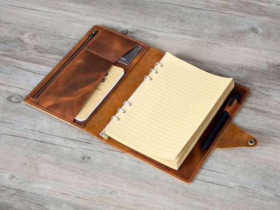 Grain Leather Journalzipper Leather Refillable Planner | Etsy