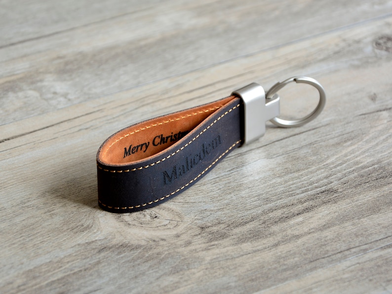 Personalized Leather Keychain. Custom Leather Keychain. - Etsy