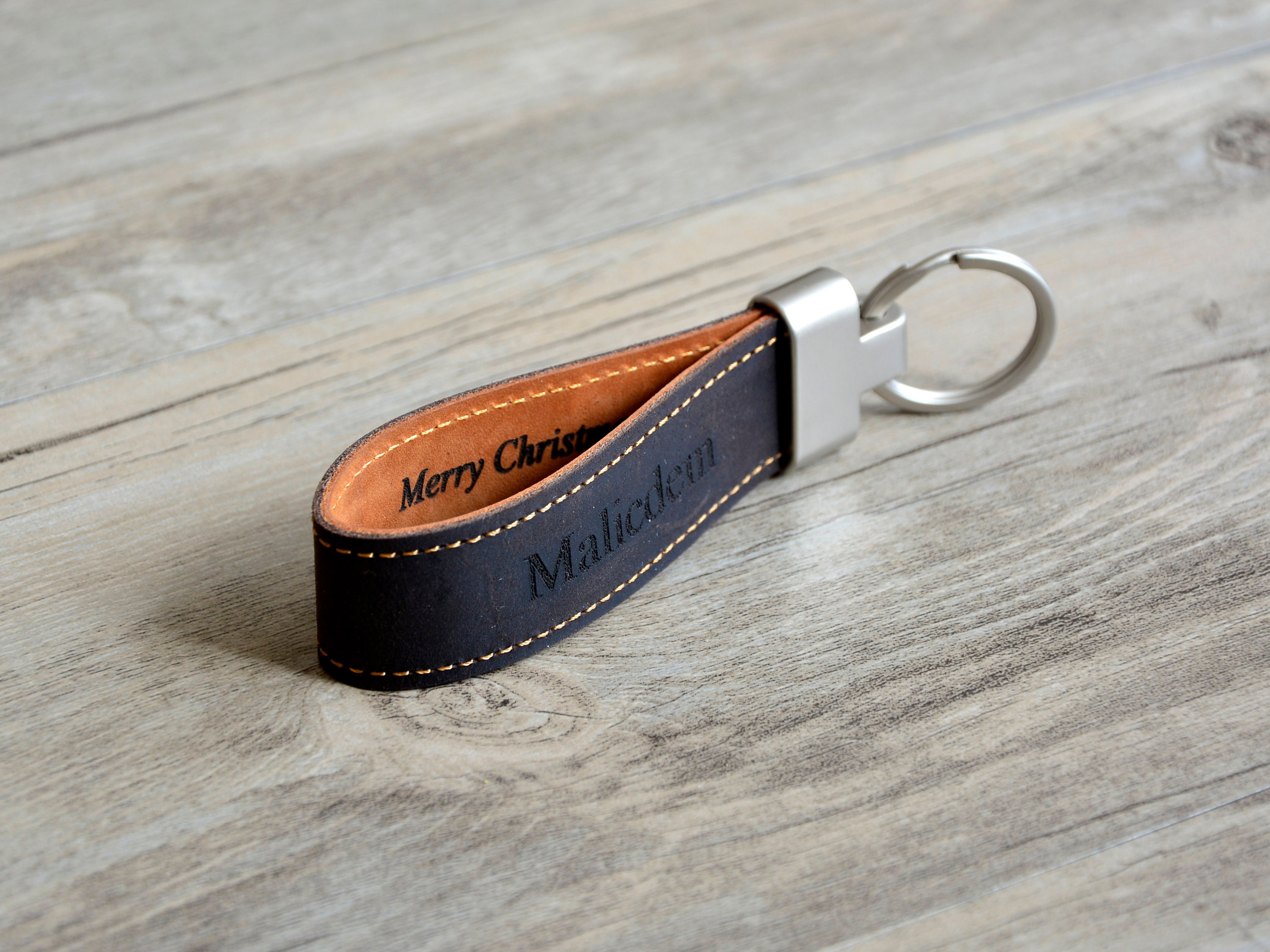 Personalized Leather Keychain. Custom Leather Keychain. Monogrammed ...