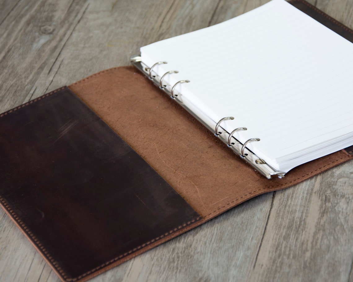 Personalized Leather Refillable Planner Binder, A5 / A6 6 Ring ...