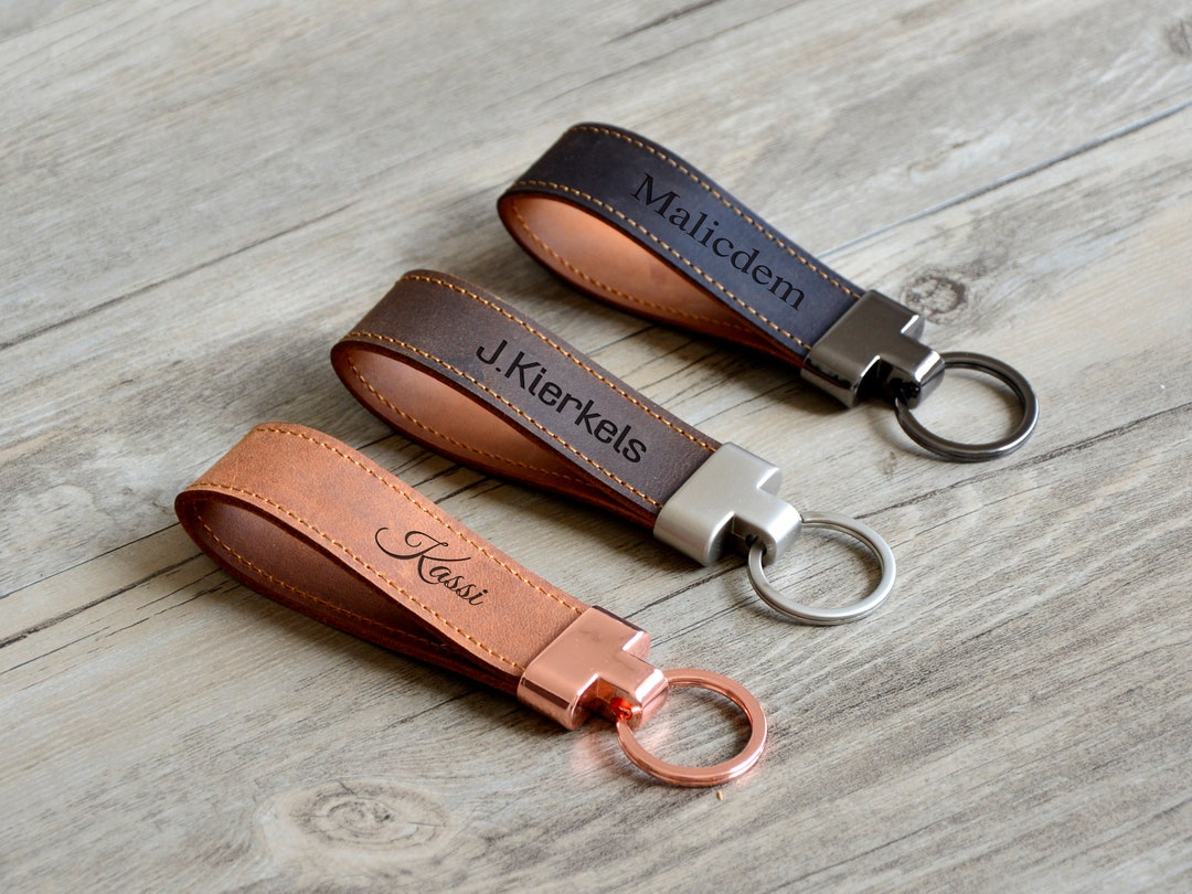Personalized Leather Keychain. Custom Leather Keychain. Monogrammed ...