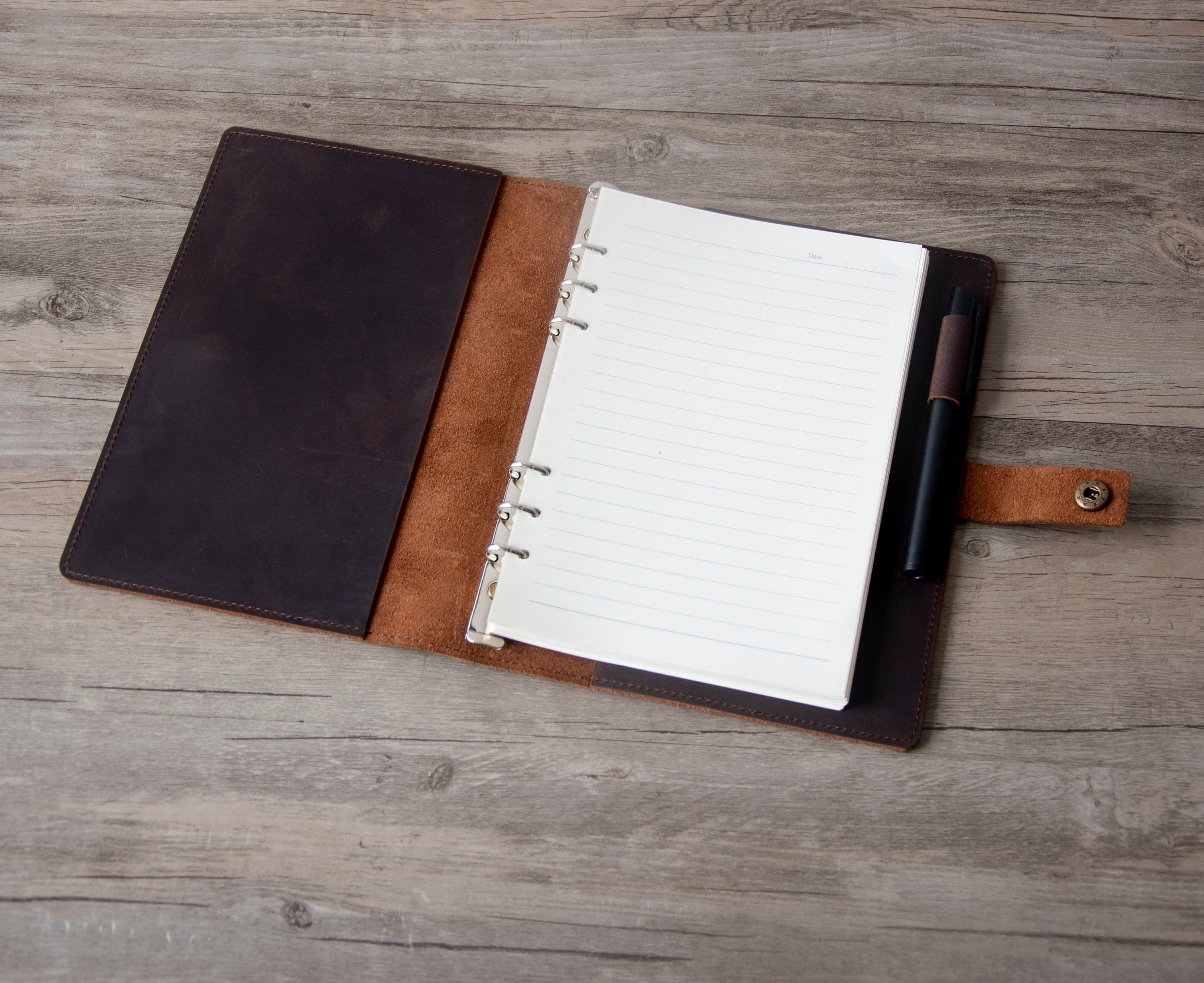 Personalized A5 / A6 Leather Refillable Planner Binder, 6 Ring ...