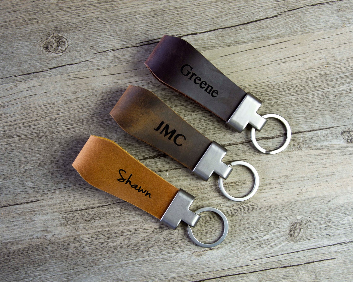 Personalized Leather Keychain. Custom Leather Keychain. | Etsy