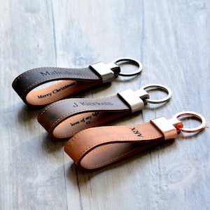 Personalized Leather Keychain. Custom Leather Keychain. Monogrammed ...