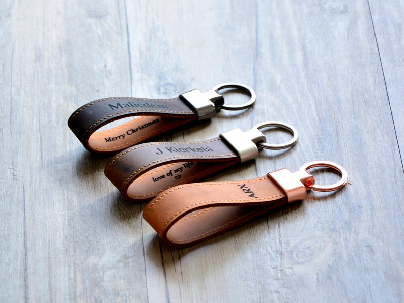 Personalized Leather Keychain. Custom Leather Keychain. - Etsy