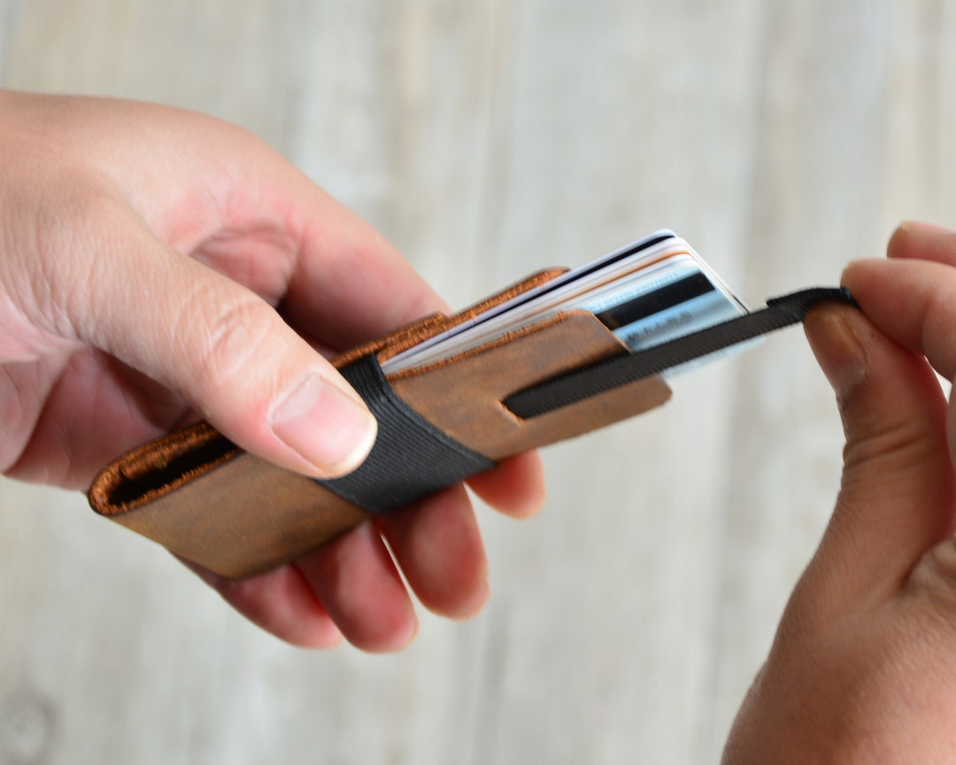 Personalized Leather Card Holder,minimal Pull-tab Wallets,leather Card ...