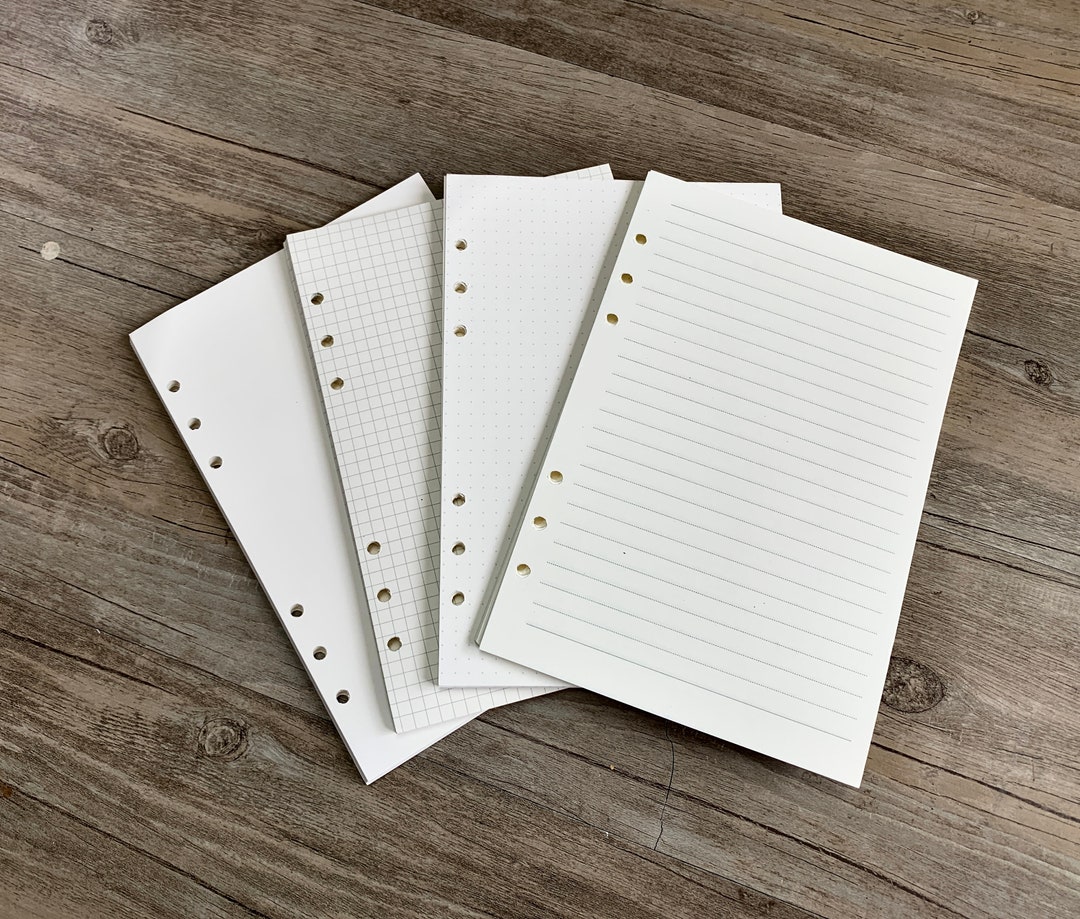 A5 A6 Refill Paper: 6-hole Dot Grid Lined Blank, 45 Sheets - Etsy