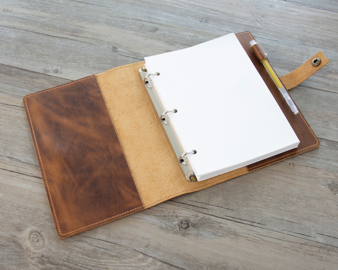 3-ring Leather A5 Binder Fit 3 Hole A5/half Letter Size - Etsy