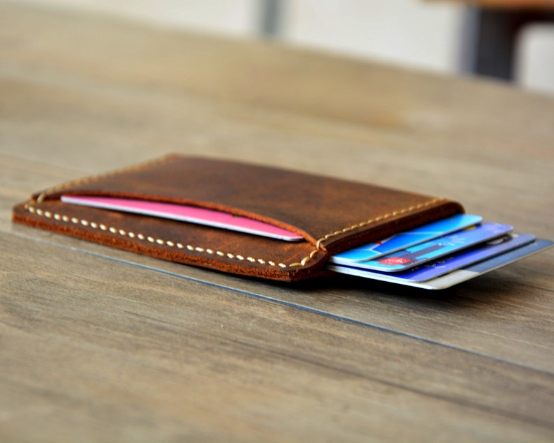 Personalized Leather Card Holder,free to Customize Initials/name ...