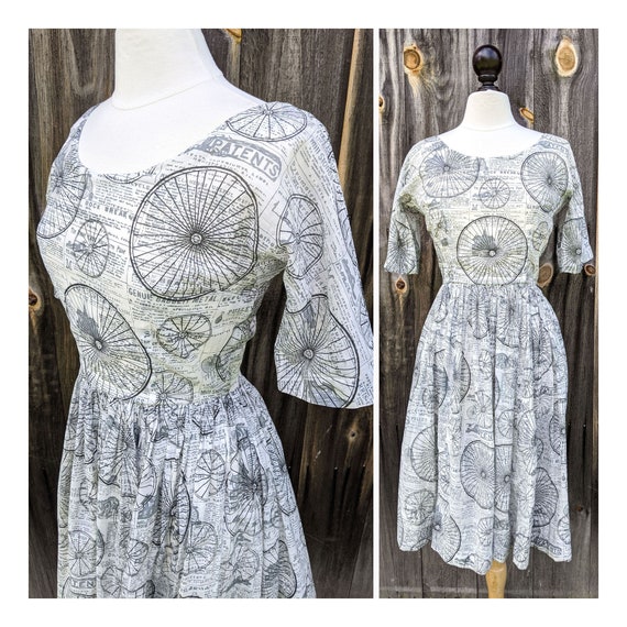 Vintage novelty print dress - Gem