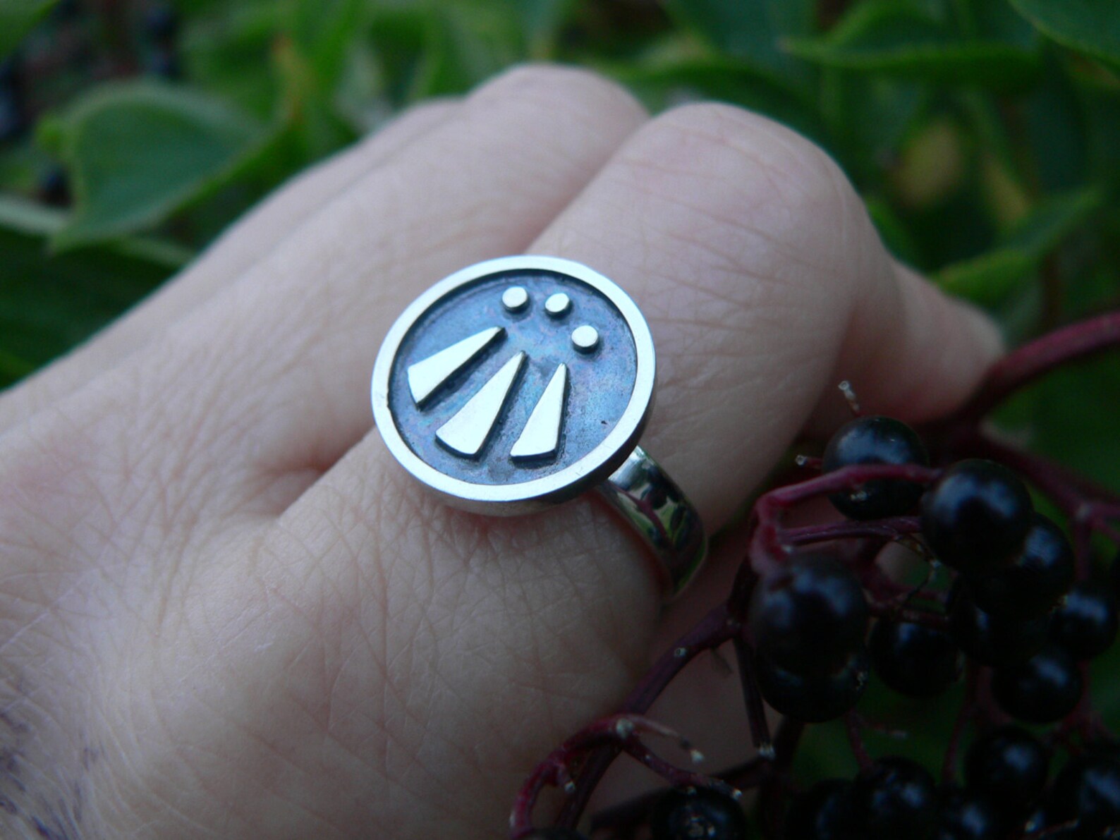 Silver Awen Ring 4mm Wide. Druid Symbol. Top Approx 15mm. I Hand Finish ...