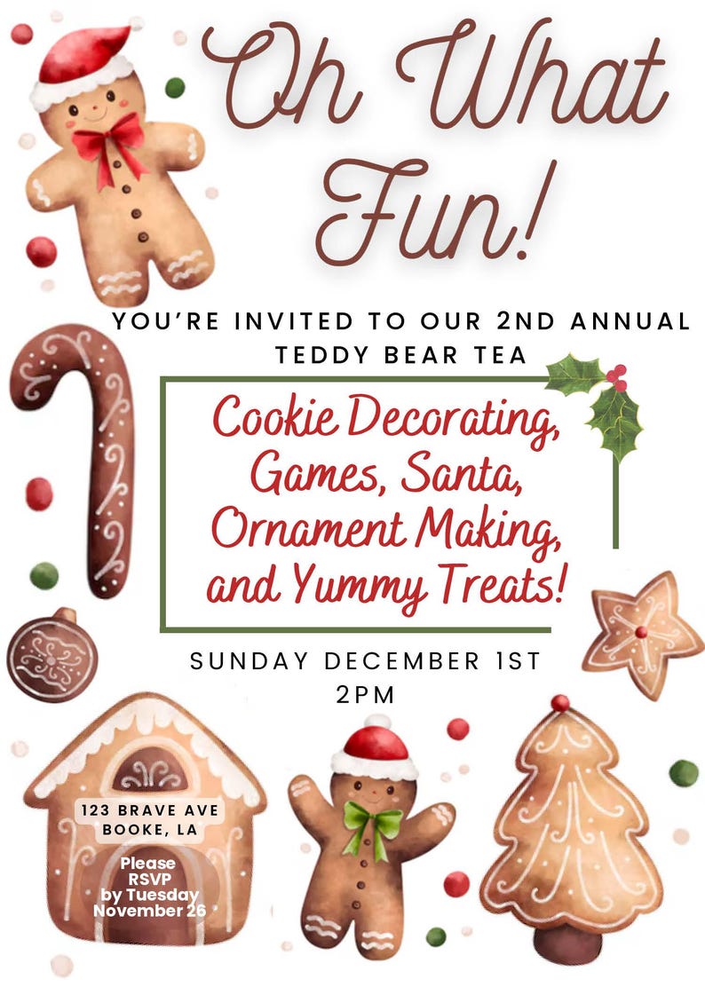 Teddy Bear Tea Christmas Invitation - Etsy