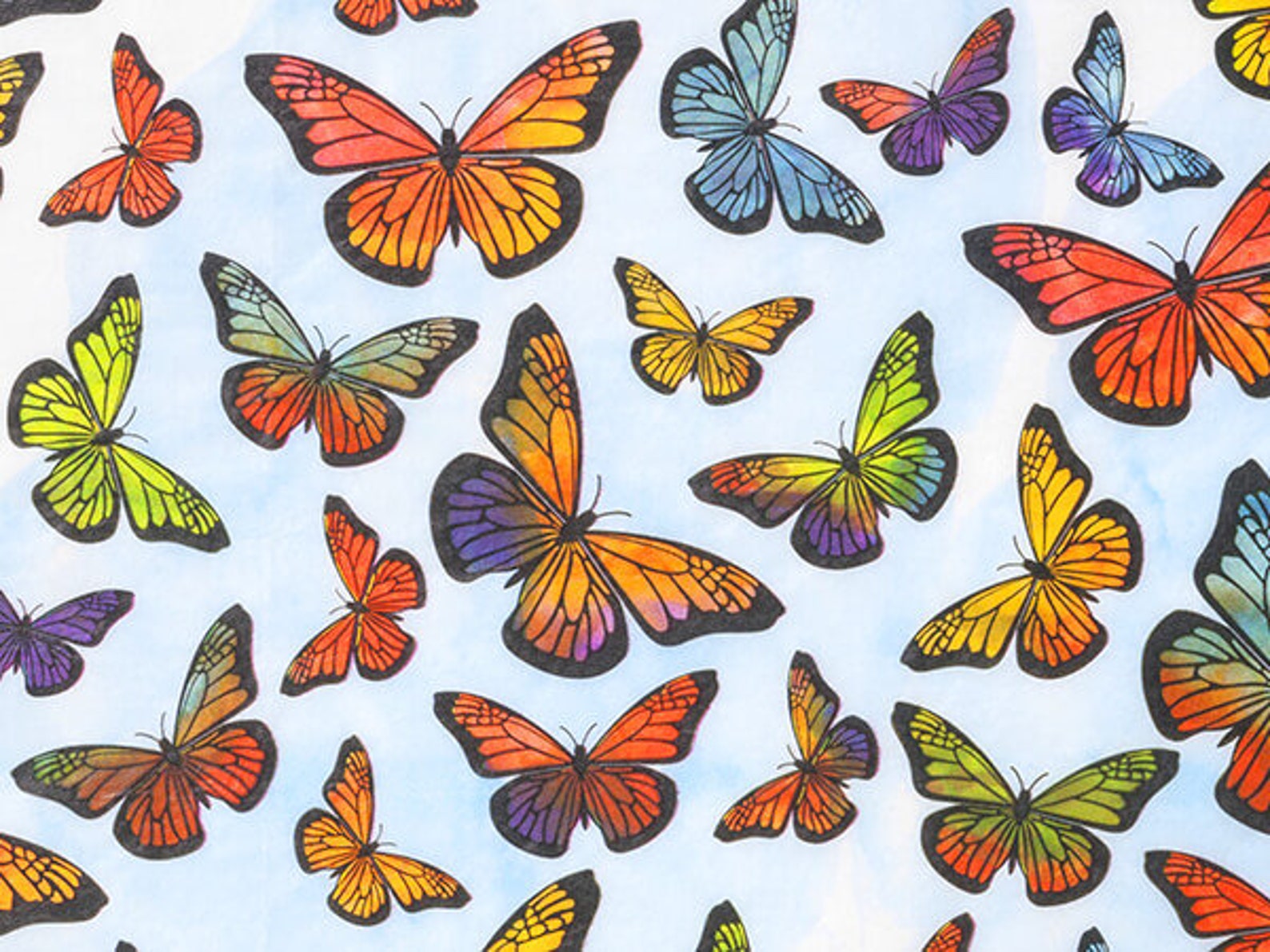 12 Sheets Colorful Butterfly Patterned Tissue Paper, Craft Paper, Made ...