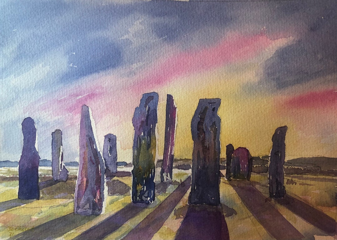 Original British Made/callanish Stone Circle Watercolour/fine Art ...
