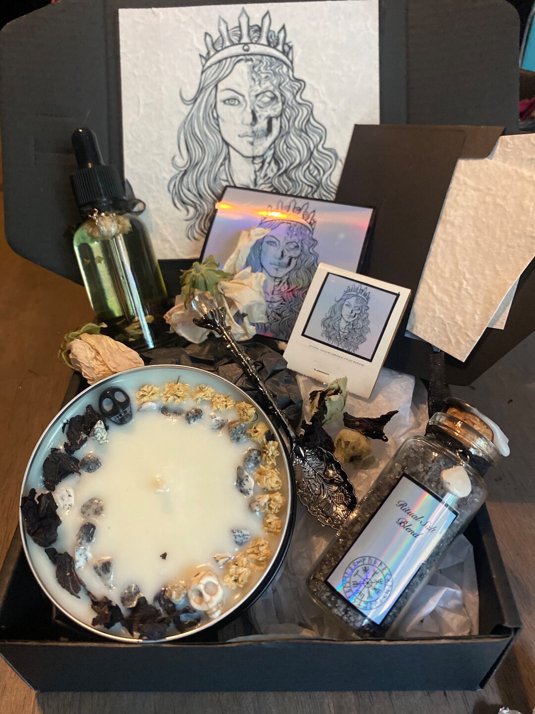 Hel/hela Dendritic Opal Goddess Ritual Altar Set Kit Norse soy Candle ...