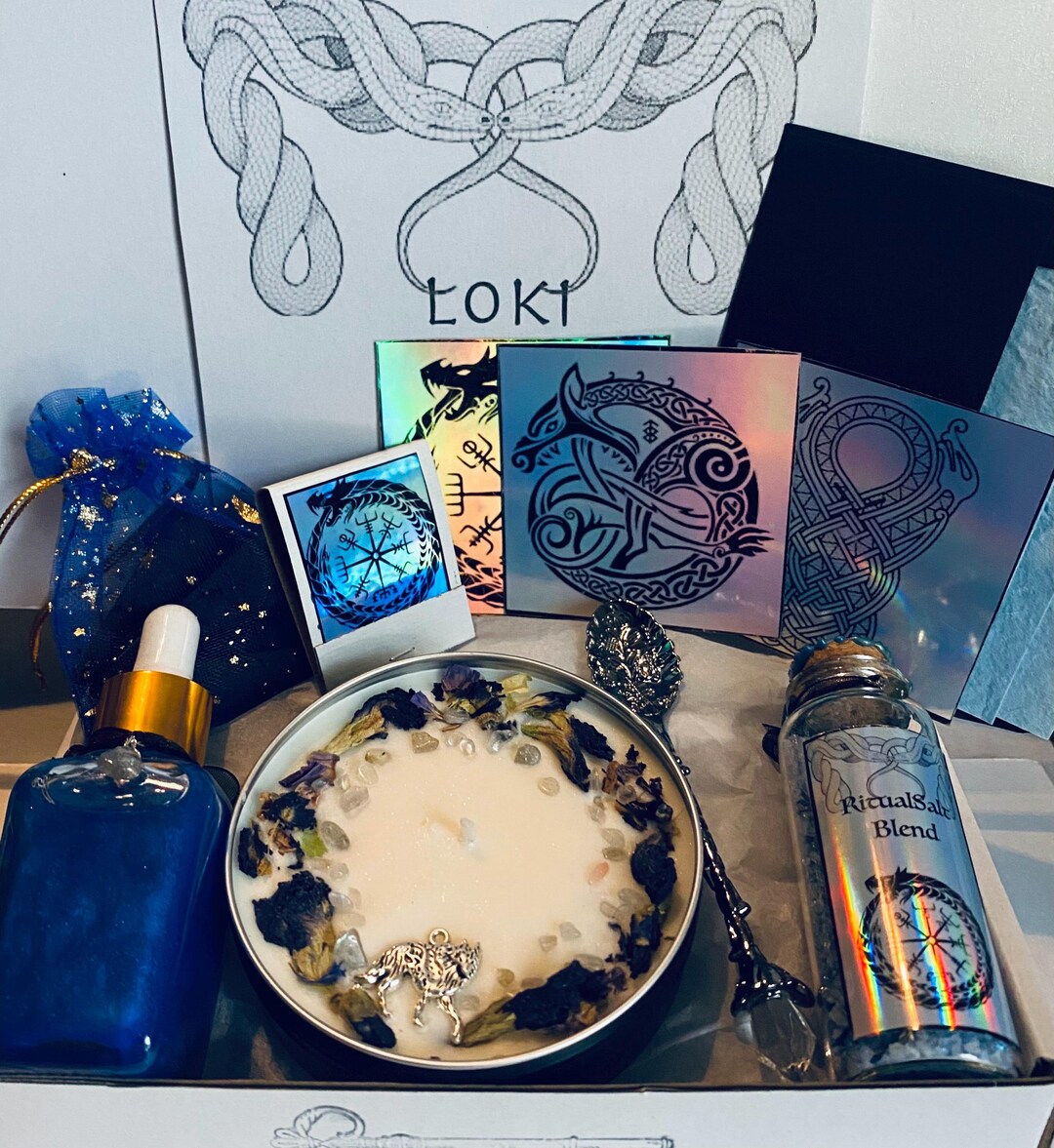 Loki Labradorite Altar Ritual Set {oil, Spoon, Salt, Incense, Stickers ...