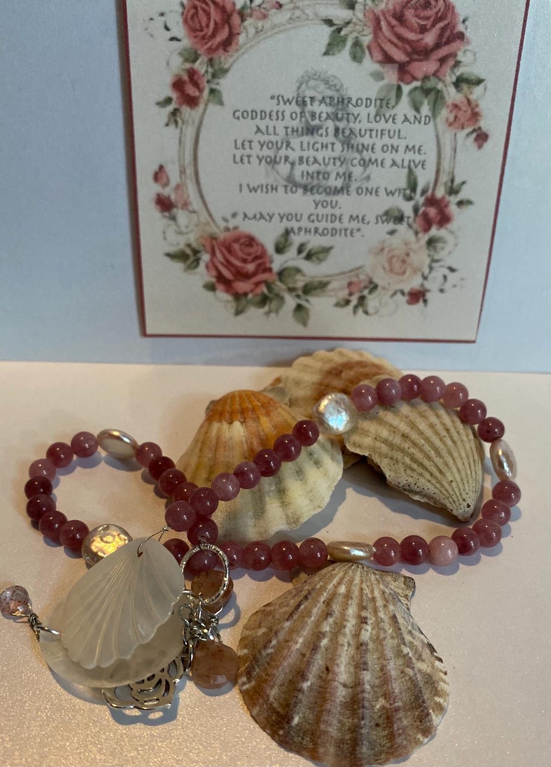 Aphrodite Strawberry Quartz Rosary Ritual Altar Beads Witches Ladder ...