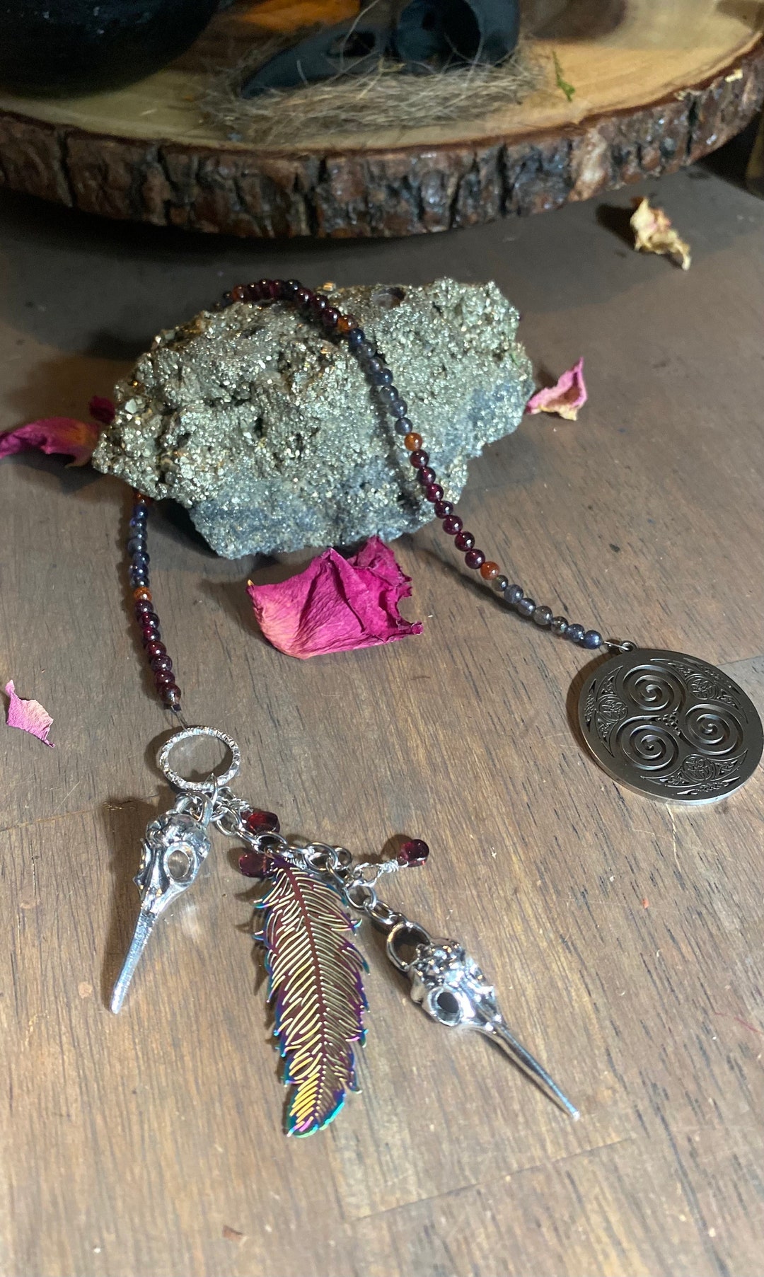 Morrigan Prayer Ritual Altar Ladder Beads Garnets and Blue - Etsy