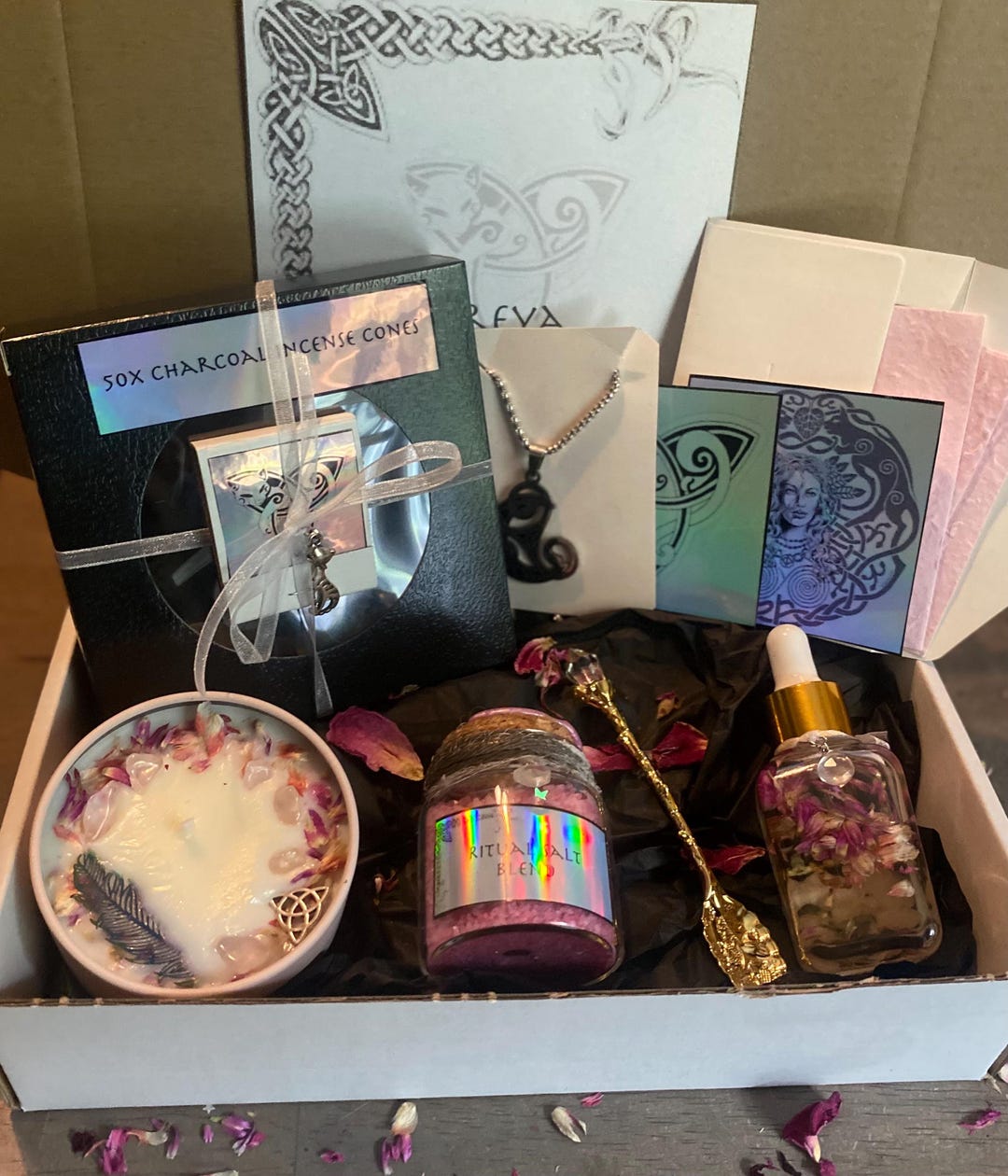 LARGE Freya Rose Quartz Goddess Set Ritual soy Candle or Incense, Oil ...