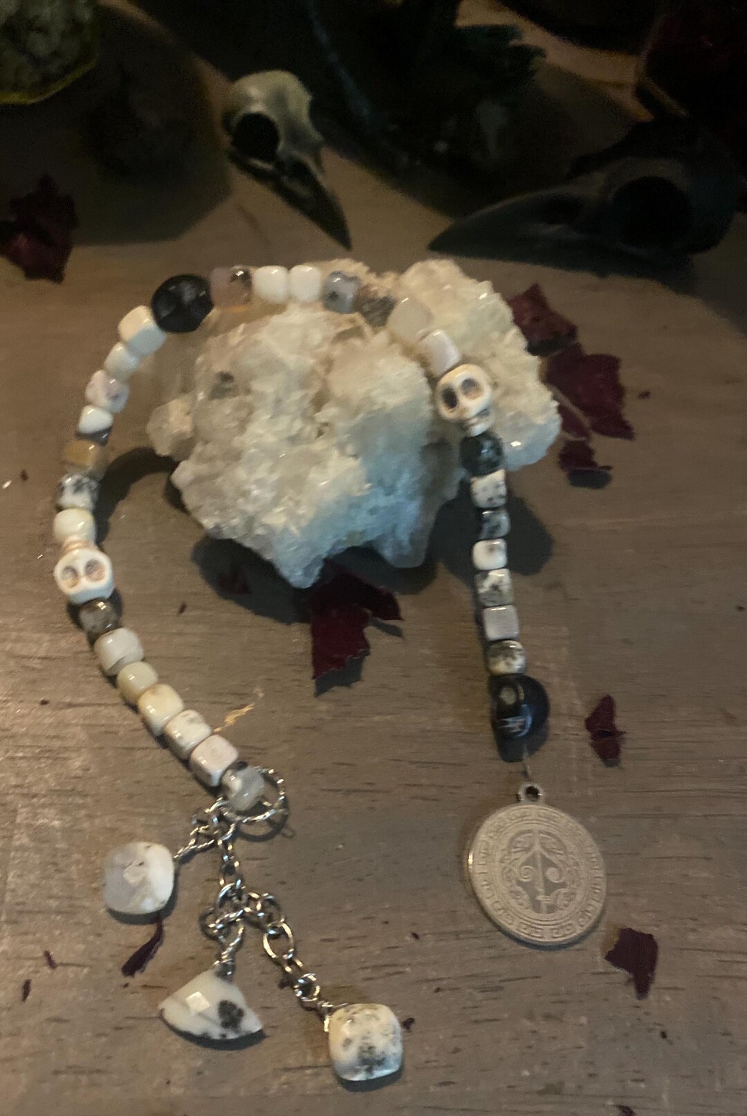 Hel/hela Goddess Ritual Altar Ladder Beads Black White Dendrite Opal ...