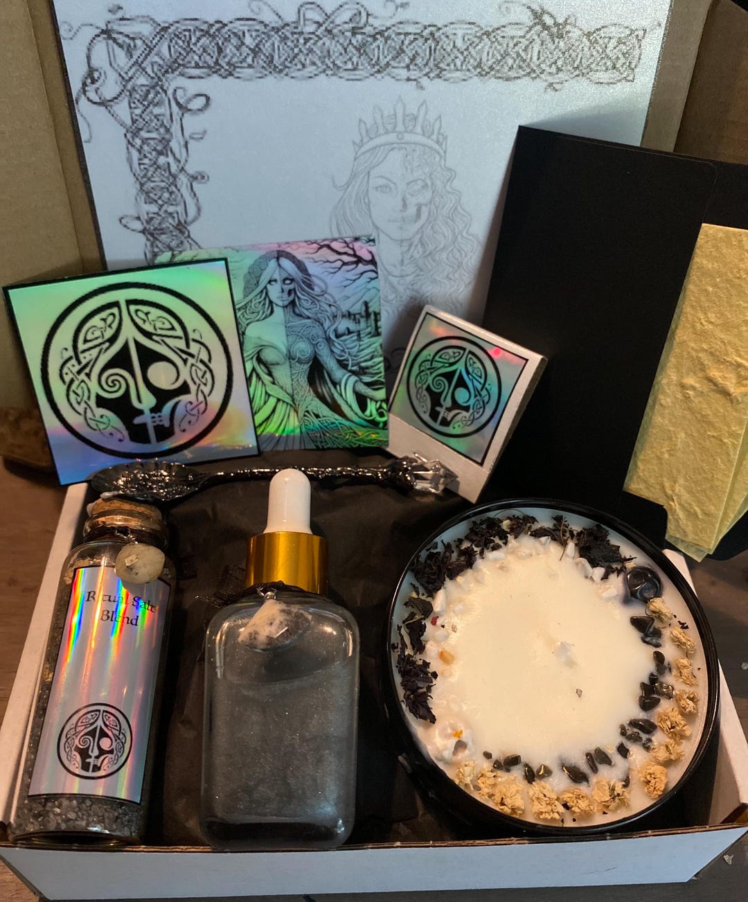 Hel/hela Dendritic Opal Goddess Ritual Altar Set Kit Norse soy Candle ...