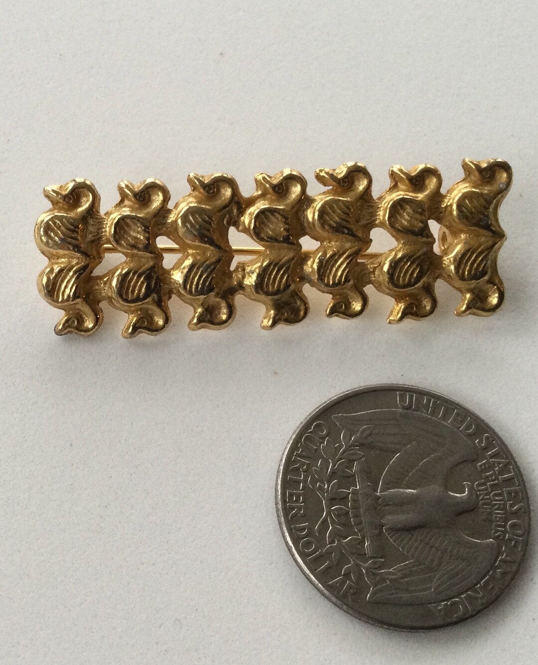Vintage Alva Museum Brooch Gold Tone Stylized Rows of Geese - Etsy