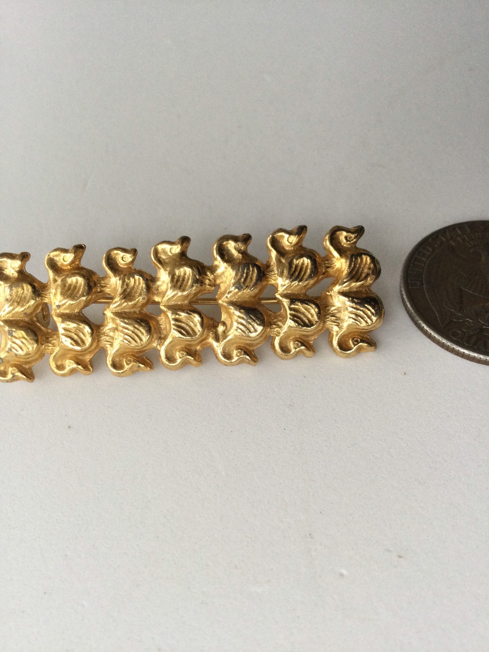 Vintage Alva Museum Brooch Gold Tone Stylized Rows of Geese - Etsy