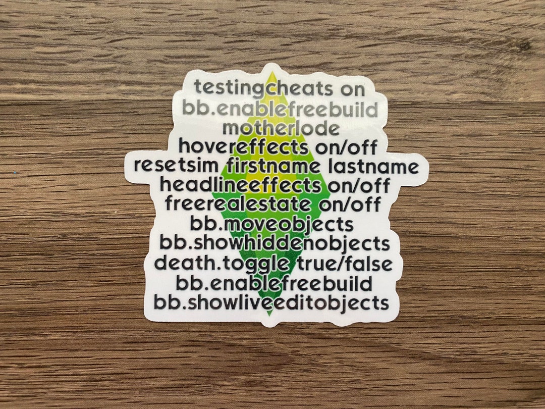 Sims 4 Cheats List Plumbob Die Cut Vinyl Waterproof Sticker - Etsy