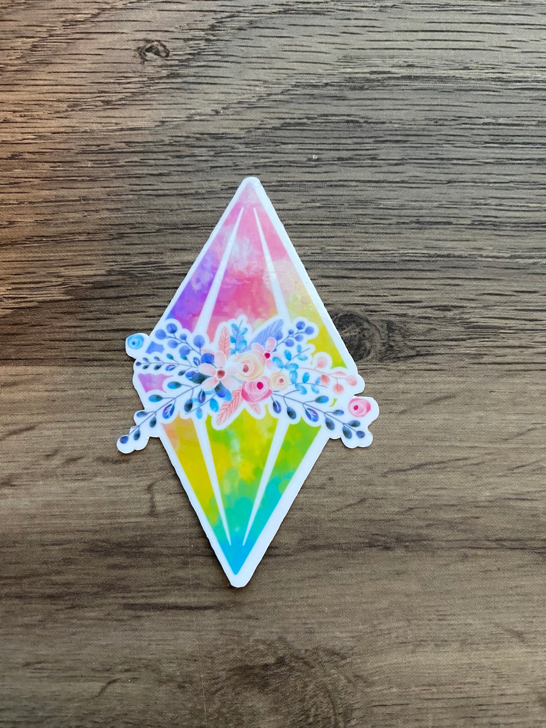 Pastel Rainbow Watercolor Floral Plumbob Die Cut Waterproof - Etsy